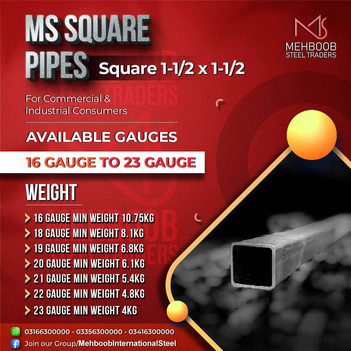 Products - All types of MS pipes are available